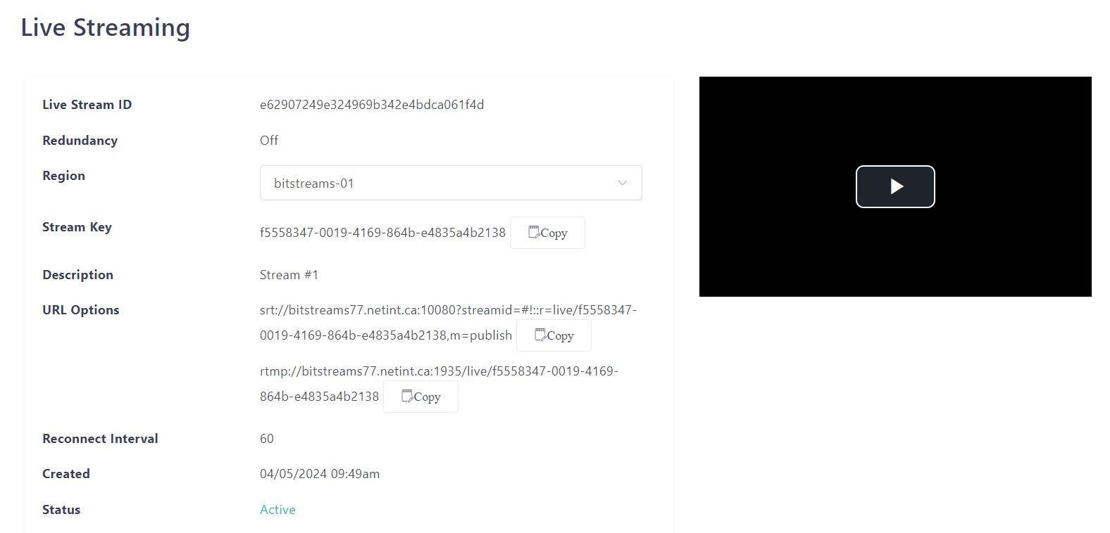 Start Streaming to a Live Stream Session | Docs and SDK - NETINT Technologies